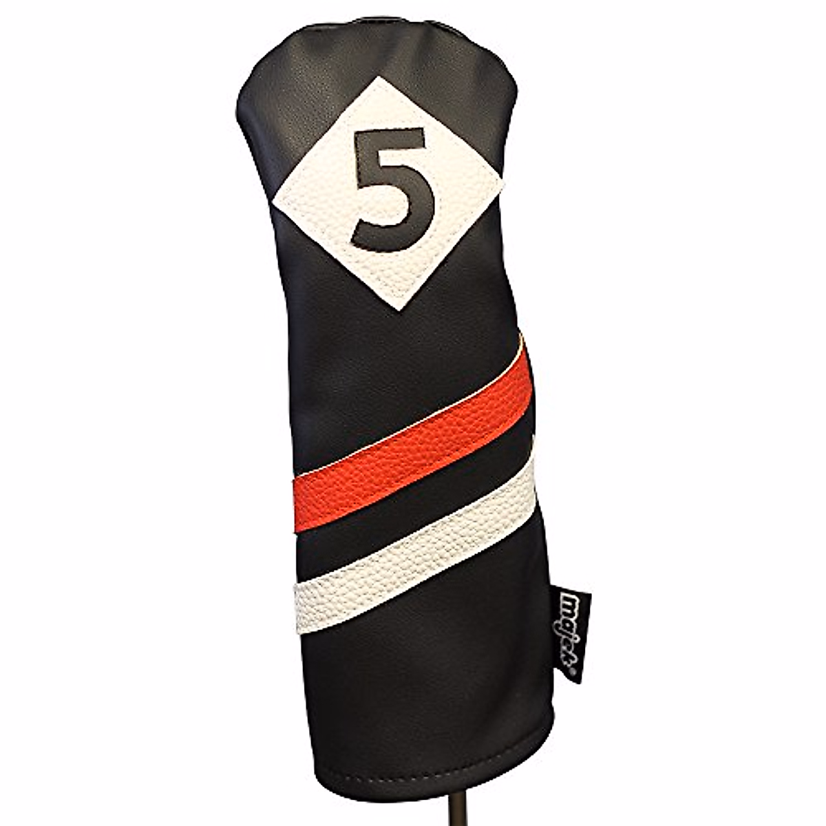 Majek Retro Golf Headcover Black Red and White Vintage Leather Style #5 Fairway Wood Head Cover Classic Look