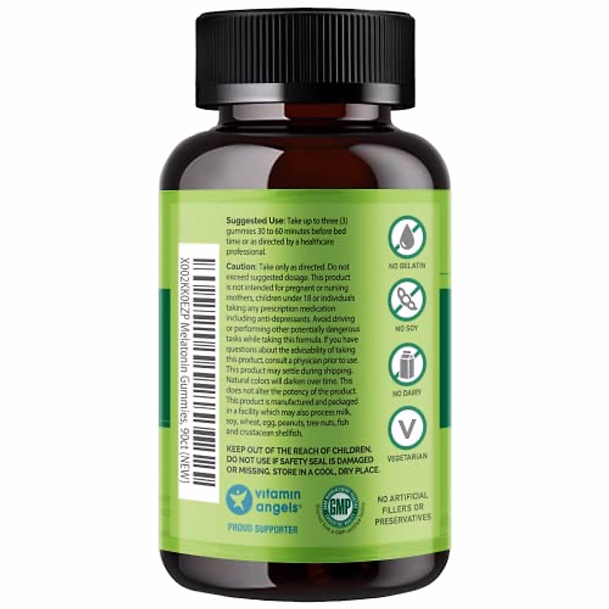 NATURELO Melatonin Gummies – Non-GMO, Gluten-Free, Soy Free - Strawberry Flavor - Gentle Sleep Supplement - 90 Vegetarian Gummies