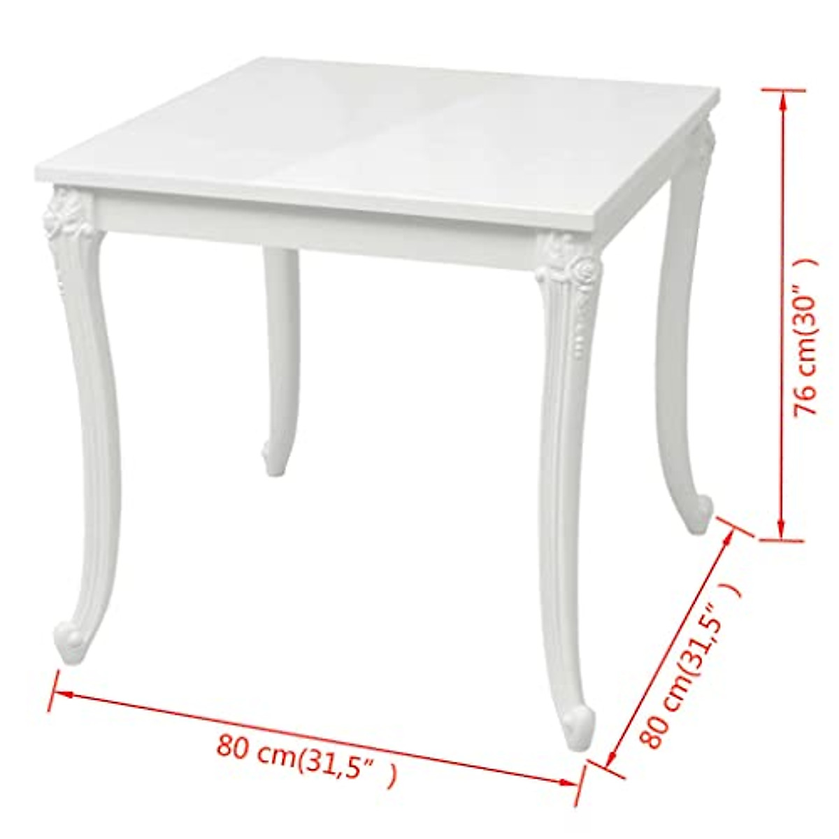 vidaXL Dining Table 45.7" High Gloss White Dinner Table Home Kitchen Desk