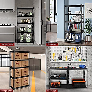 PACHIRA E-Commerce 5-Tier Garage Shelving Unit Heavy Duty Adjustable Storage Rack Metal Shelves for Kitchen, Garage, Office, 28" W x 12" D x 60" H