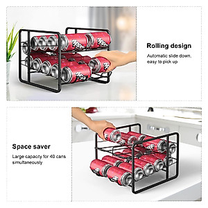 Soda Can Organizer for Refrigerator Can Organizer for Pantry Beverage Can Dispenser for Fridge Soda Organizer for Refrigerator Can Storage Organizer Rack for Refrigerator, Cabinet, Pantry, Black