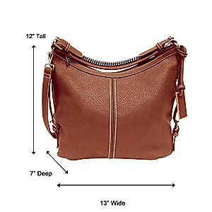 Roma Leathers Gun Concealment Purse - Vegan Leather, Convertible Multi-Purpose Strap Lockable YKK Zipper (Brown)