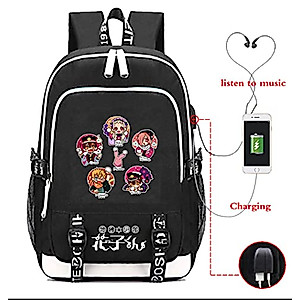 TIMMOR MAGIC Anime Toilet-Bound Hanako-kun Backpack with USB Charging Port, School Bookbags for Women Men.(Black7) One Size