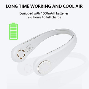 VIGIND Hands Free Neck Fan 360° Lazy Neckband Fan USB Rechargeable Battery Operated Hanging Personal Fan Adjustable Wind 3 Speed Silent,Bladeless Necklace Fan for Outdoor Sports Travel,With a bag