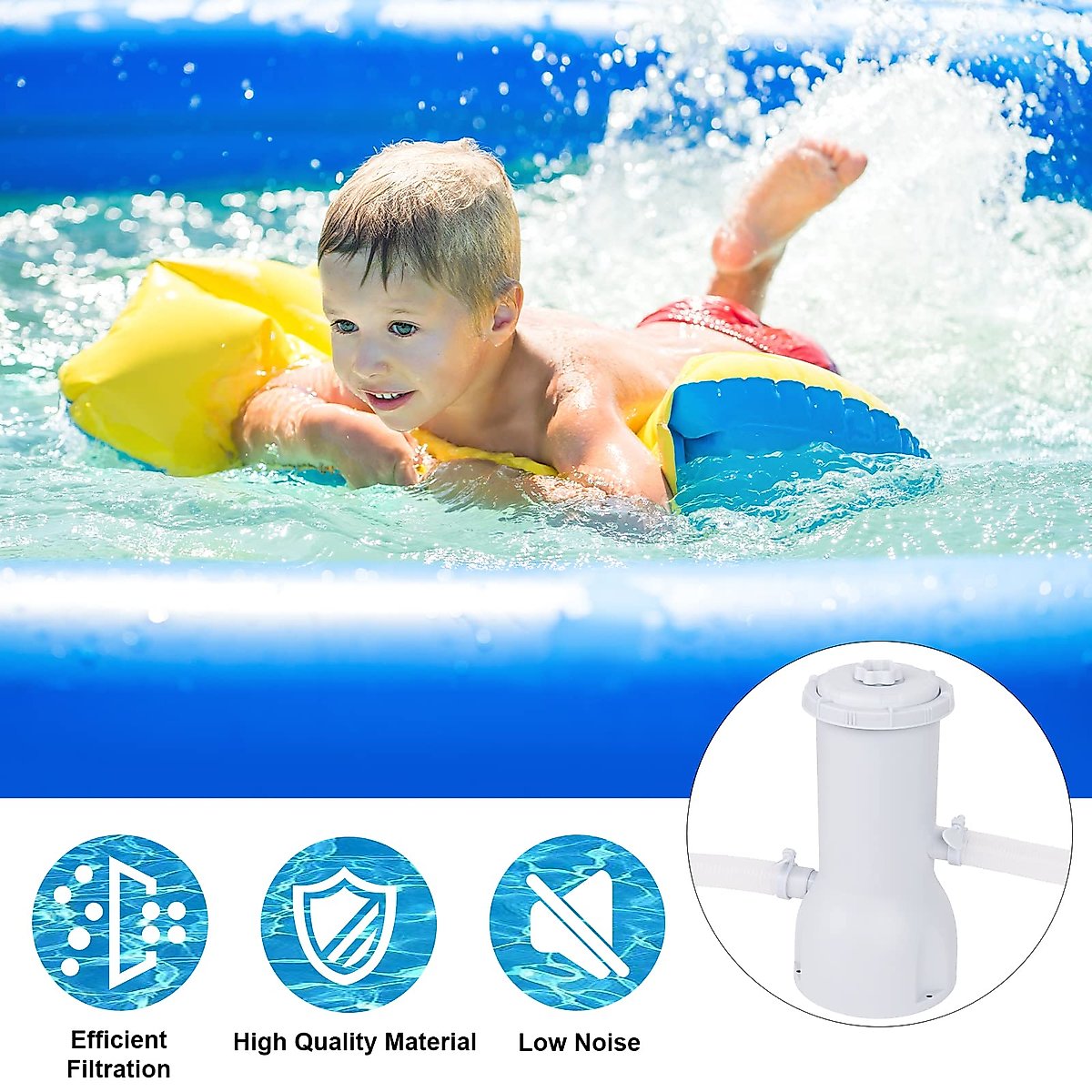 Future Way 1000 GPH Pool Pump Compatible with Intex, Summer Waves Above Ground Pool, Swimming Pool Filter Pump, 110-120V with GFCI, Upgraded Version