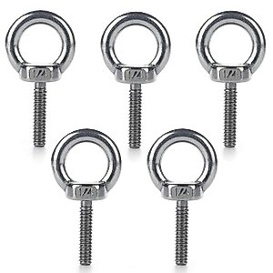 Eowpower 5 Pieces Stainless Steel 304 1/4 inch - 20 x 1 inch Lifting Ring Eye Bolts