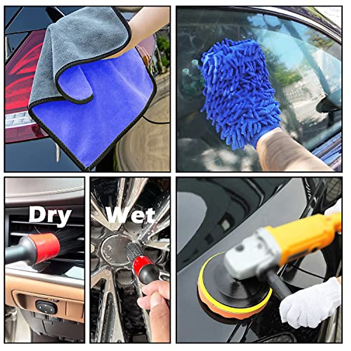 Sunxeke 16Pcs Car Detailing Brushes Cleaning kit Automotive Cleaning Tools Set for Interior,Air Vents,Dashboard,Exterior,Wheels, etc.N-023