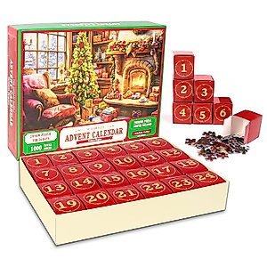 Protado Advent Calendar 2023 Christmas Jigsaw Puzzle, 24 Days Surprise Christmas Countdown Calendars for 6+ Kids and Adults, 1000 Pieces Puzzle Great Stocking Stuffer Xmas Presents Home Decor 27.5*19.7in