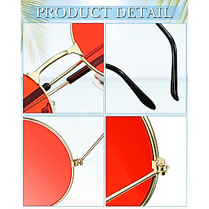 Weewooday 30 Pairs Round Hippie Sunglasses Retro Colored Hippie Glasses 60s 70s Trendy Sunglasses Metal Frame Circle Glasses Reflective Lens Sunglasses for Women Men, Multicolored