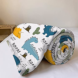 Dinosaur Blanket for Boys Girls, 300 GSM Soft Fleece Kids Blanket, Baby Boy Blanket is Suitable for Toddler Couch , Cute Blanket for Sofa Bedroom Living Room, Dinosaur Gifts for Children, 50"x40"