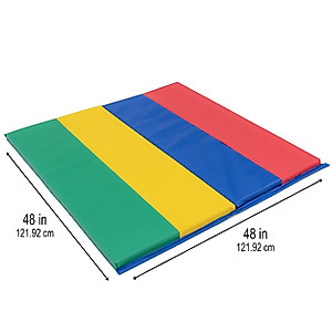 Children's Factory Rainbow Folding Gym Activity Mat, 4 ft x 4 ft, Cushioned Floor Mat for Kids, Daycare Floor Mat for Kids
