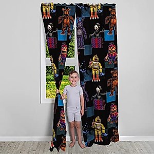 Franco Kids Bedding Super Soft Comforter and Sheet Set with Sham, 5 Piece Twin Size, Five Nights at Freddy's & Kids Room Window Curtains Drapes Set, 82 in x 84 in, Five Nights at Freddy's