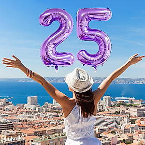Number 50 Balloons 32 Inch Digital Balloon Alphabet 50th Birthday Balloons Digit 50 Helium Balloons Big Balloons for Birthday Party Supplies Wedding Bachelorette Bridal Shower, Purple Number 50
