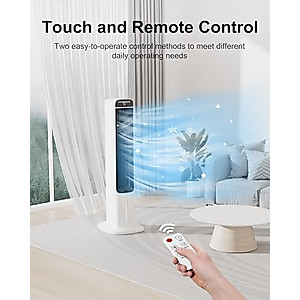 Uthfy 41" Swamp Cooler, Evaporative Air Cooler With 4 Ice Packs And Remote, 80° Oscillation 3 Speeds 3 Modes, Cooling Fan That Blow Cold Air, Bladeless Tower Fan For Bedroom Home Office