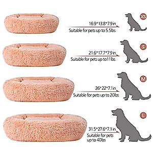 Lucky Monet Dog Beds for Small Dogs 21.7" x 17.7", Fluffy Calming Dog Cat Bed Washable Dog Beds with Sides Soft Dog Crate Bed for Sleeping (S, Pink)