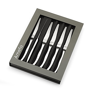 Amefa 6-Piece Virgule Mirror Steak Knife Set, Silver