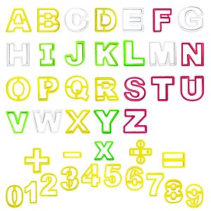 Worldity 41PCS Plastic Mini Cookie Cutter, Mini Alphabet and Number Cookie Cutters, Food Grade Safe Biscuit Cutter Shapes for Baking, Decorating Cake, Fruit and Holiday Cookie