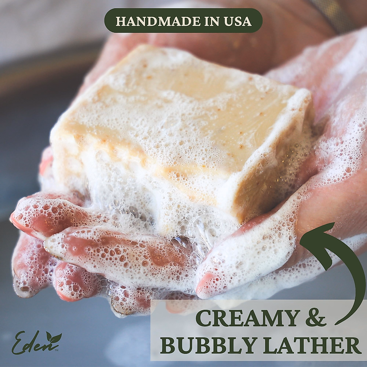 EDEN Daily Essentials - Men’s Soap - Natural Soap Bar - Mint Eucalyptus Hair & Body Soap Bar with Kaolin Clay and Peppermint Essential Oil - Masculine Scent - Made with Pure Essential Oils - Shampoo Bar - Olive Oil Soap - Shea Butter Soap - Handmade Soap