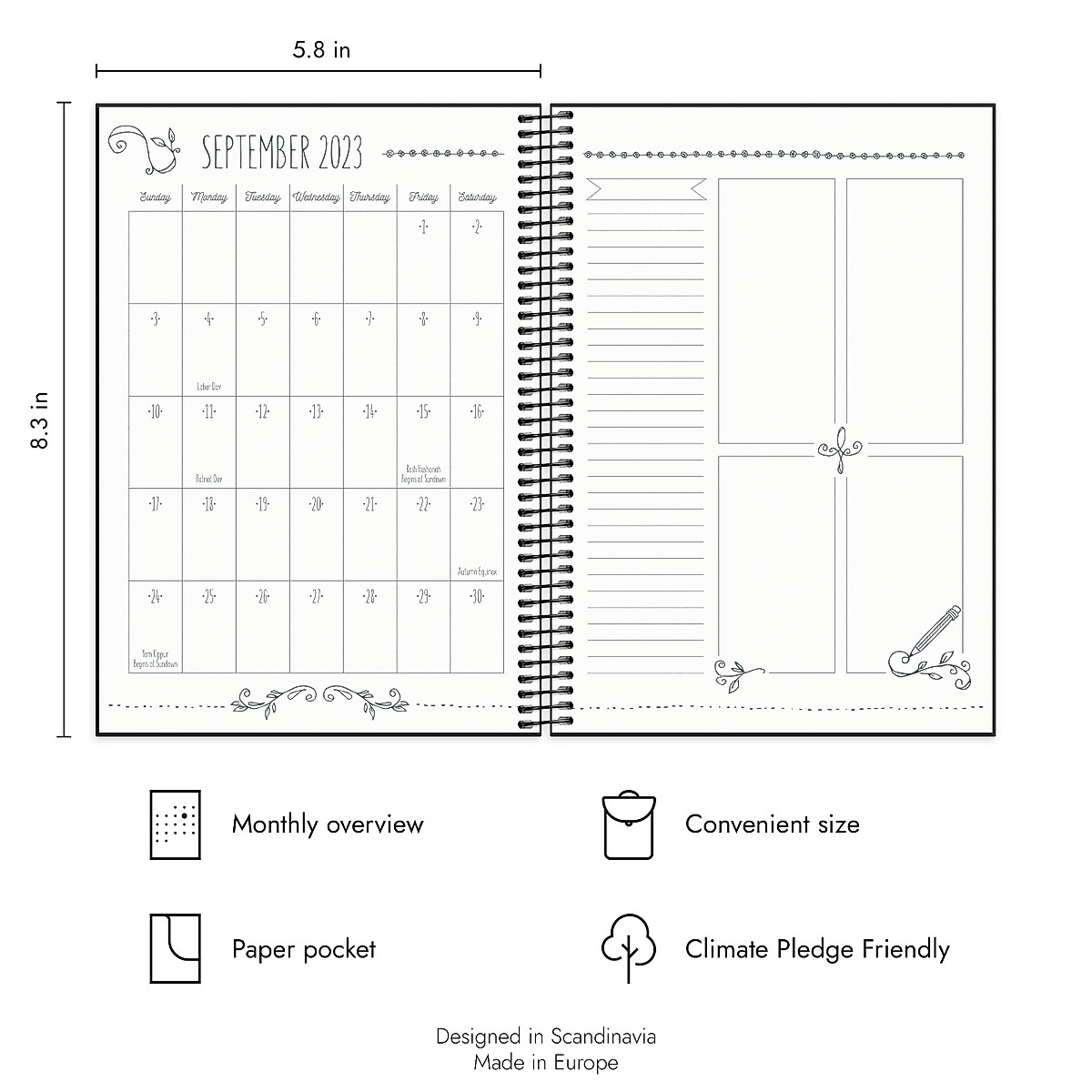 Doodle Life Planner for Academic Year 2023-2024 | 31 July 2023-25 August 2024 | Weekly Planner with Space for Creativity | Week to View Academic Diary 2023-2024 (Cover: Black) | 120gsm paper