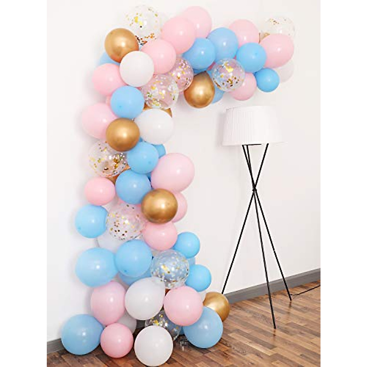 Gender Reveal Balloon Garland Kit, Gender Reveal Party Supplies Balloons Backdrop Including Light Blue Pink Gold Confetti Balloons for Gender Reveal Party Decorations