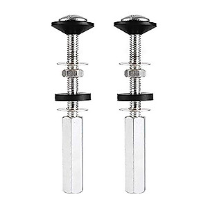 2 PCS Toilet Tank to Bowl Bolts Kit, Universal Heavy Duty Toilet Tank to Bowl Bolts Stainless Steal with Rubber Washers and Extra Long Nuts