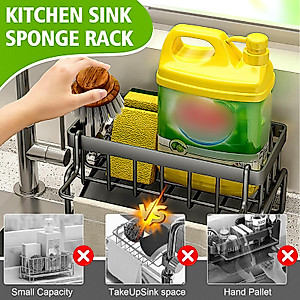 Generic Kitchen Sink Sponge Rack with Auto Drain Kitchen Sink Caddy, Rust Resistant Kitchen Sink Organizer, Sink Ballerina Kitchen Sink Countertop Organizer - Create a Tidy Kitchen, black, JZ-black01