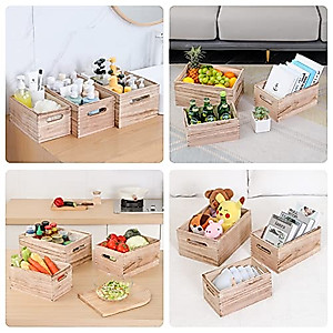 Farmhouse Antique Wood Crate, Nesting 3-piece set, Storage Box With Handles For Toys, Fruits, Vegetables And Bread For Parties, Bathrooms And Kitchens (Brown)