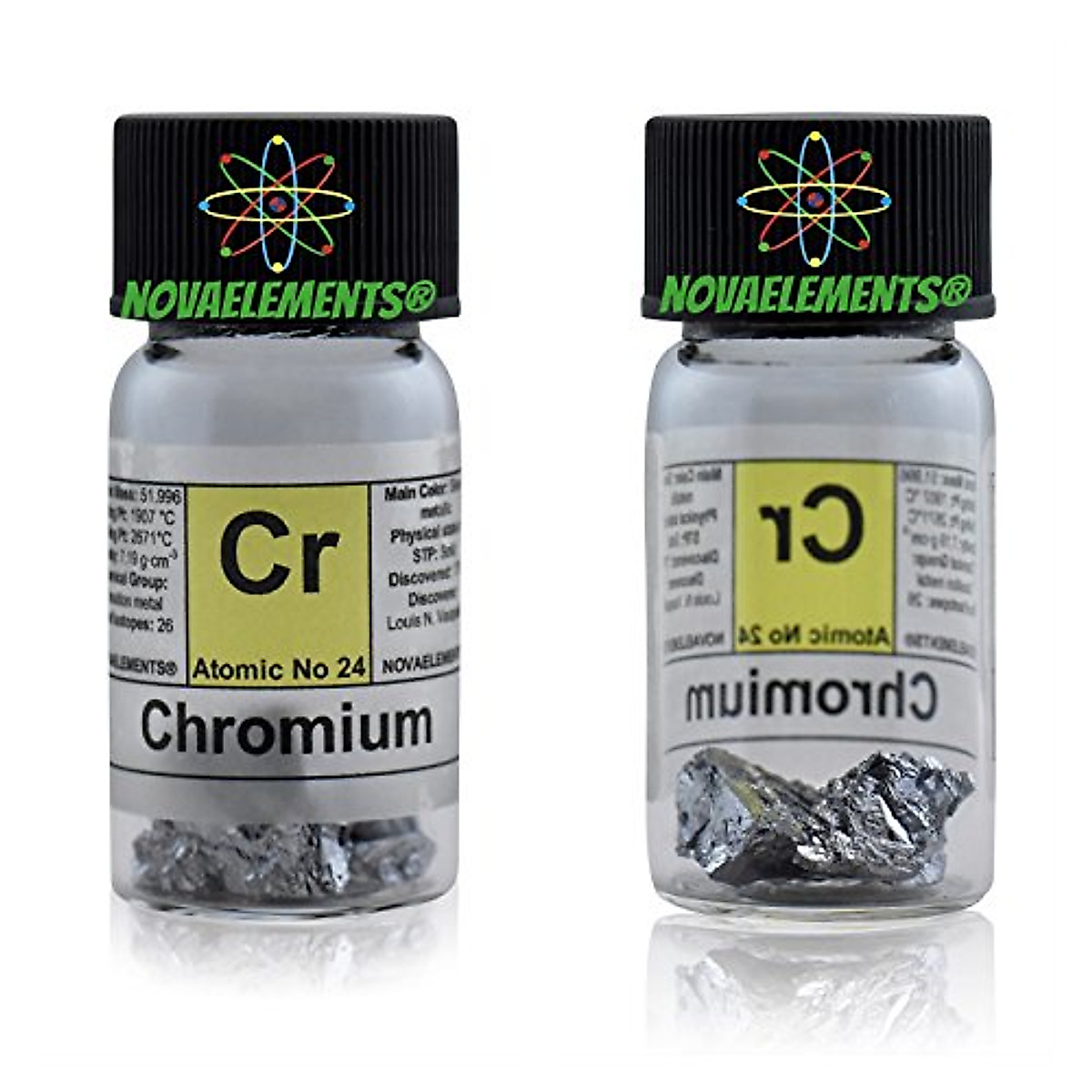 Chromium Metal Element 24 Cr Sample 5 Grams 99.8% Pure Shiny Pieces in Labeled Glass Vial
