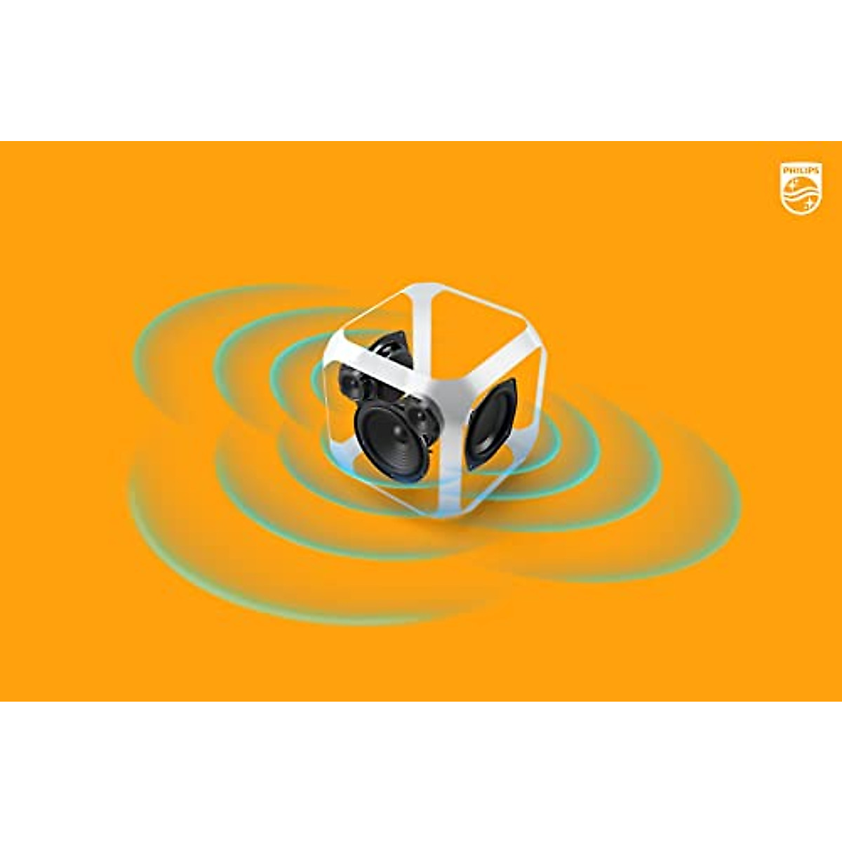 PHILIPS X7207 Bluetooth Party Cube Speaker with 360° Party Lights - Link up to 50 Speakers, Black