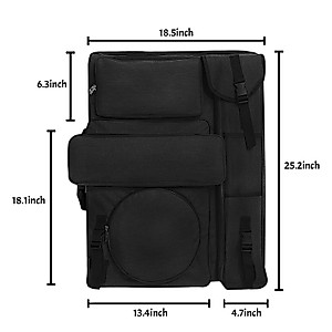 Art Portfolio Carry Bag 4K Canvas Artist Backpack Adjustable Shoulder Bag Tote Artist Portfolios Case Water-Resistant Drawing Board Bag for Art Supplies Storage Transport Traveling, 26 x 19 Inch