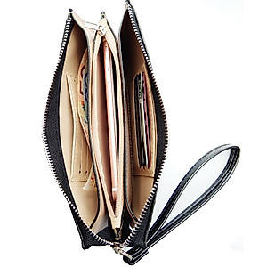 iToolai Women's Solid Color PU Leather Wristlet Clutches Purse Wallet Credit ID Cards Holder,Red