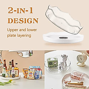 Lazy Susan Turntable Spice Rack Spinning Cabinet Organizer Rotating Condiment Tray Spinner for Pantry Kitchen Vanity Bathroom Jewelry Container Makeup Holder Cosmetic Storage (11 Inch)