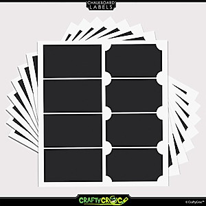 Crafty Croc Removable Chalkboard Labels, Pack of 64, Large Rectangle Adhesive Stickers For Spice Jar, Mason Jar, Canister and Bottle, Size 3.5" x 2"