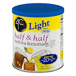 4C Light Powdered Drink Mix Cannisters, Zero Sugar Half & Half, 22 Quarts, Family Sized Cannister, Low Calorie, Thirst Quenching Flavors (Light Half & Half, 13.9 Ounce (Pack of 2))