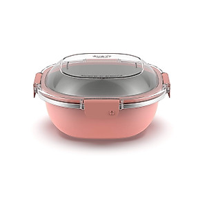 Ello Stainless Steel Lunch Bowl Food Storage Container with Leak-Proof Lid, 6.5 Cup, Peach