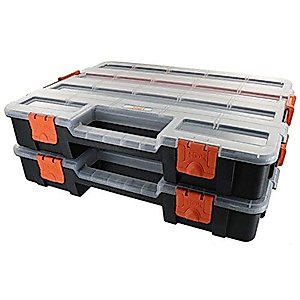HDX 320034 Interlocking Black Small Parts Organizer for Fasteners and Crafts w/ Removable Dividers (2 Pack)