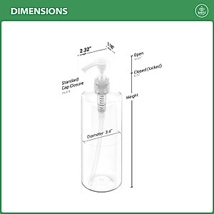 Bar5F 32-Ounce Empty Plastic Shampoo Pump Bottles, BPA-Free, Leak-Free, 1-Liter Crystal-Clear Cylinder, Clear Pump Top, 3-Pack