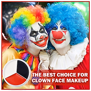 QIUFSSE Clown Makeup Kit,White Black Red Face Body Paint for Adults Professional Oil Based Waterproof Halloween Cosplay SFX Special Effects Makeup Kit