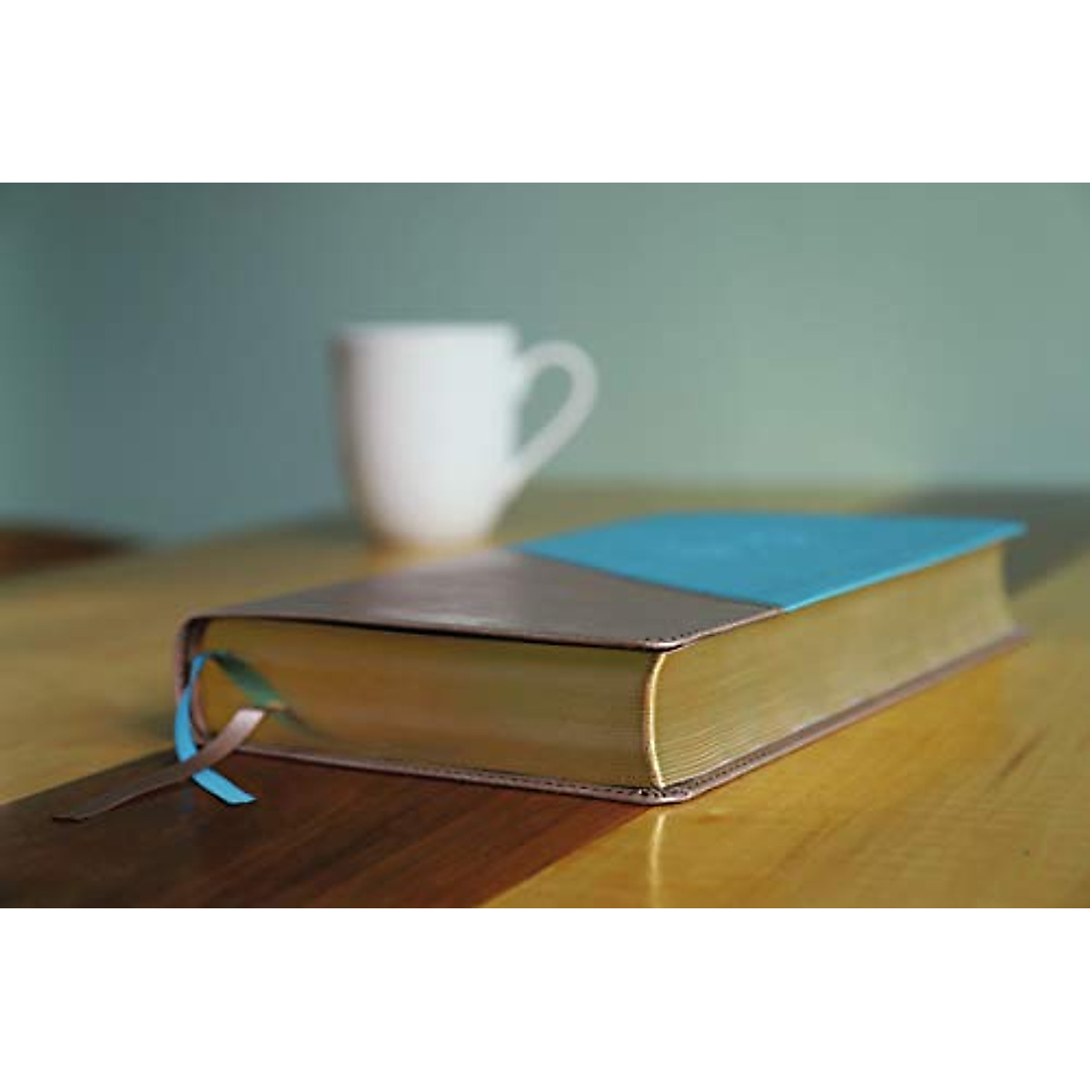 NIV, Personal Size Bible, Large Print, Leathersoft, Teal/Gold, Red Letter, Comfort Print