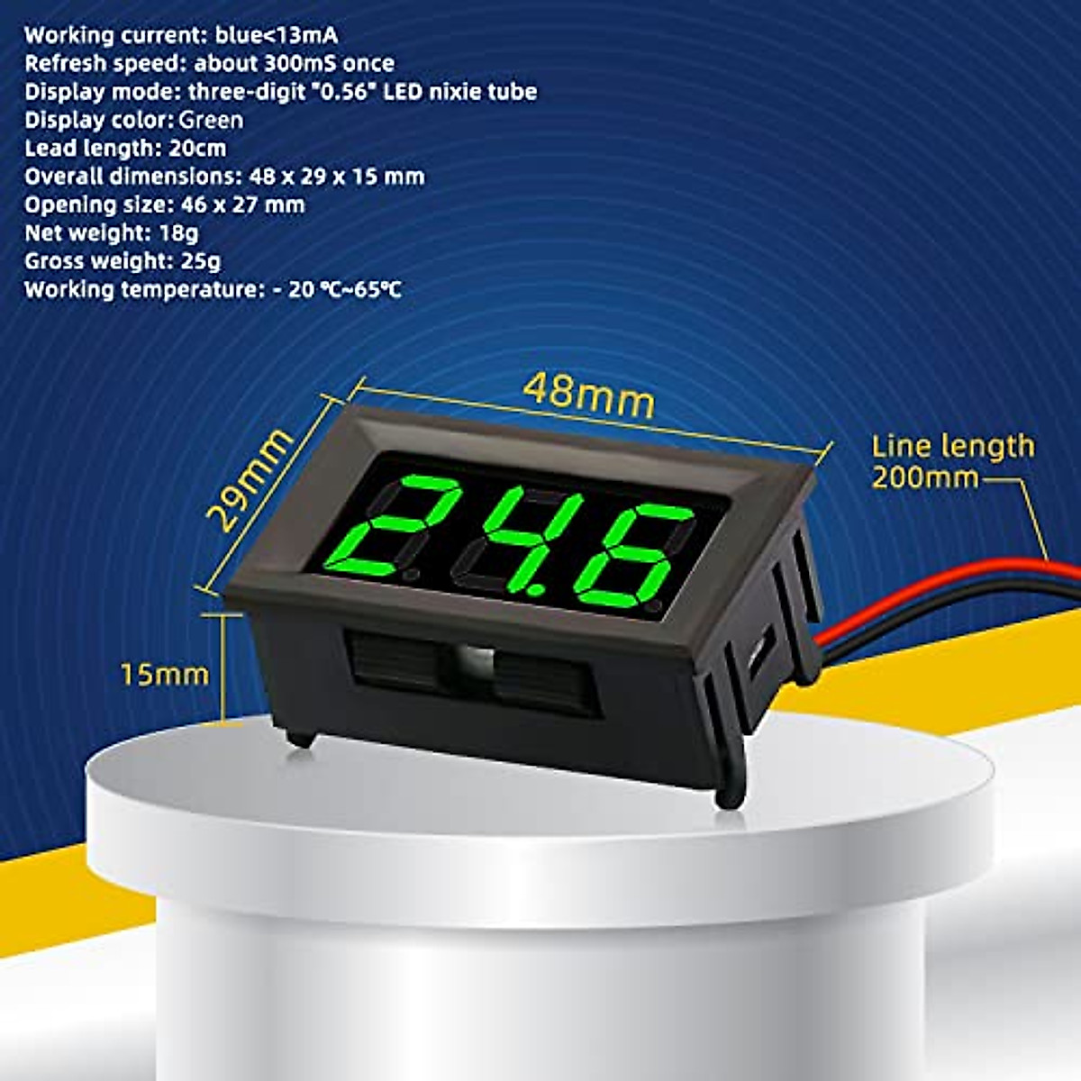 CenryKay 6PCS 2 Wire Green DC 4.5-30V 0.56" LED Panel Digital Display Voltage Meter Mini DC Digital Voltmeter