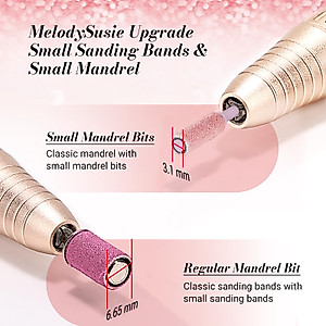 MelodySusie 50 Pcs Nail Drill Bits Small Sanding Bands with 3.1mm Mandrel Bit, 180 Fine Grit Nail File for Acrylic Nails Gel Manicures and Pedicure, Pink