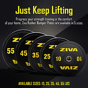 ZIVA Rubber Bumper Weight Plate - One Piece 10 lbs. Strength Training Plate - Fits 2” Olympic Bars - Precision-Calibrated Iron Weight, Ultra Durable Premium Virgin Rubber Coating - Low Bounce (10)
