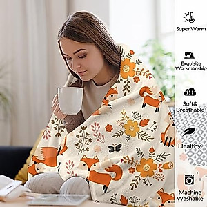 Fox Throw Blanket Soft Cozy Flannel Blankets Lightweight Warm Blanket Bed Couch Sofa for All Seasons Kids Boys Girls Men Women Gifts 60"X50"