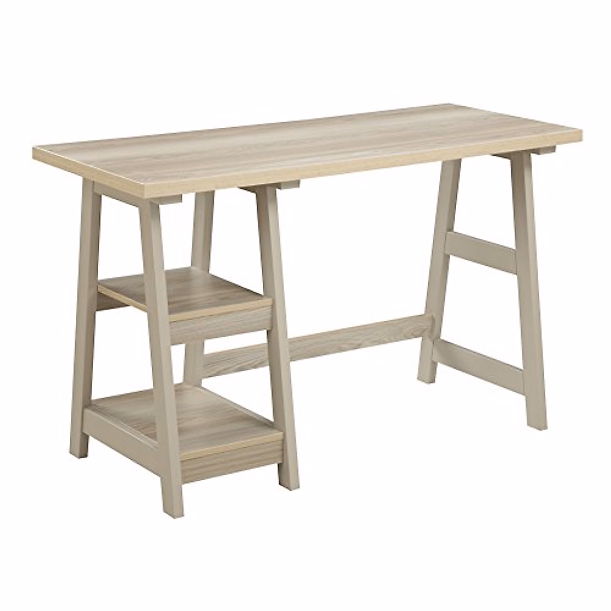 Convenience Concepts Designs2Go Trestle Shelves Desk, 47"L x 20.25"W x 29.25"H, Weathered White