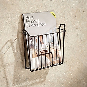iDesign Classico Steel Wire Wall Mount Newspaper and Magazine Holder Rack for Bathroom Organization, Bronze