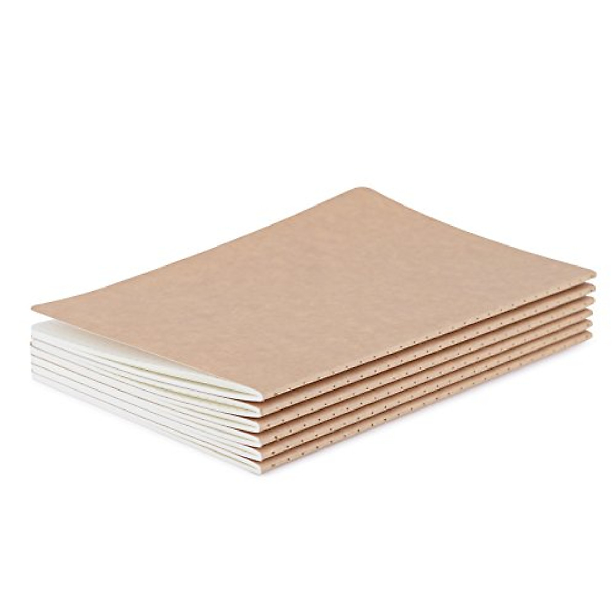 TWONE Journal, Travel Notebook Journal with Brown Soft Cover A5 Notebooks for Travelers, Work, School, Writing Note, Taking Kraft (5.5 x 8.3 Inches, 60 Lined Pages, 30 Sheets, 6-Pack)