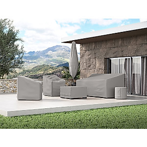 Covermates Square Patio Accent Table Cover - Patio Outdoor Furniture Cover, Water Resistant Outdoor Ottoman/Side Table Cover, Ultima 600D Polyester, 26W x 26D x 25H, Ripstop Grey