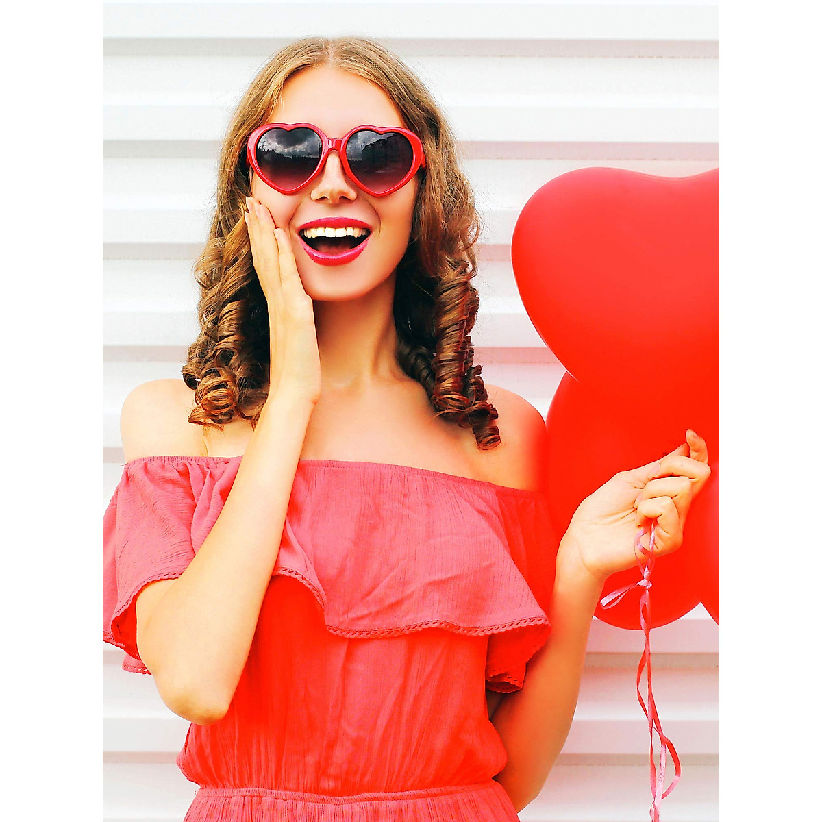 Blulu 12 Pieces Neon Colors Heart Shape Sunglasses for Women Party Favors and Festival (Mixed Color)