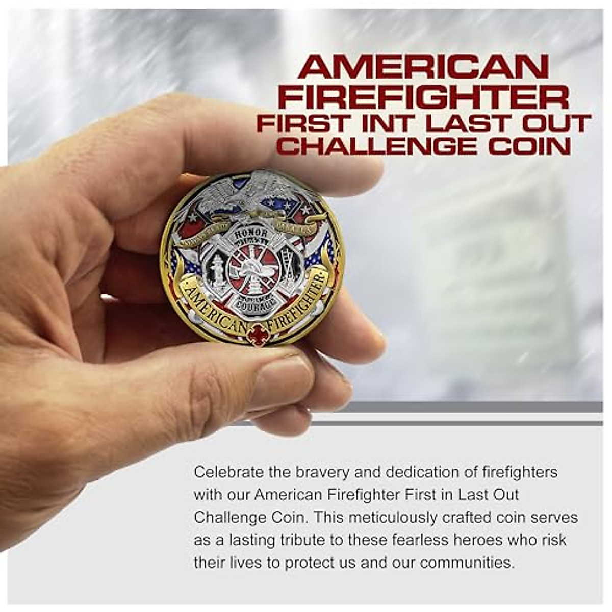 American Firefighter First in Last Out Challenge Coin