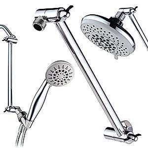 Hotel Spa 11" Solid Brass Adjustable Shower Extension Arm with Lock Joints. Lower or Raise Any Rain or Handheld Showerhead to Your Height & Angle / 2-Foot Range/Connection, Chrome Finish